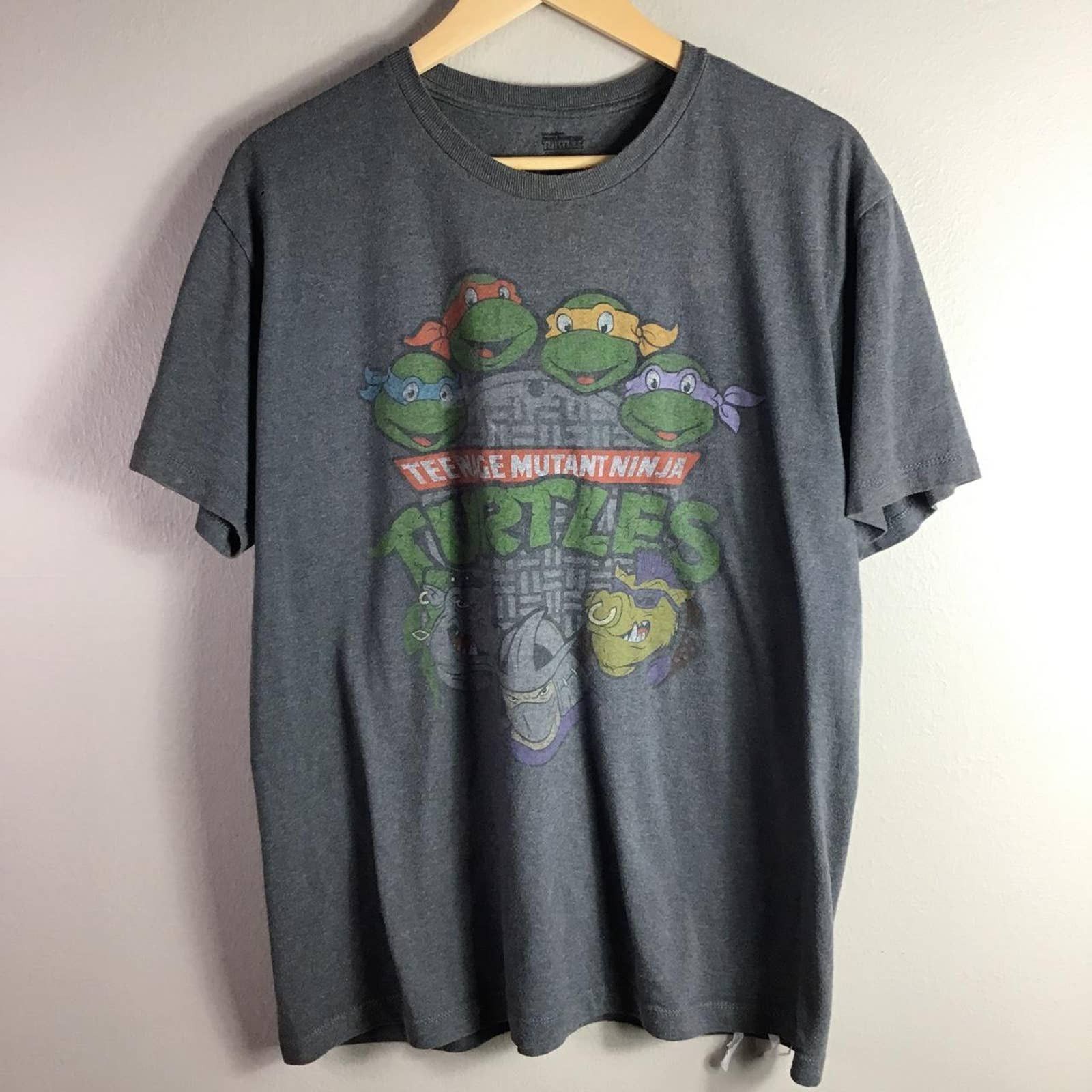 Nickelodeon Retro T Shirt Teenage Mutant Ninja Turtles TMNT Grey L ...
