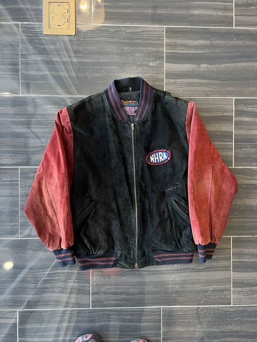Vintage NHRA DRAG RACING VINTAGE SUEDE BOMBER VARSITY JACKET NASCAR ...