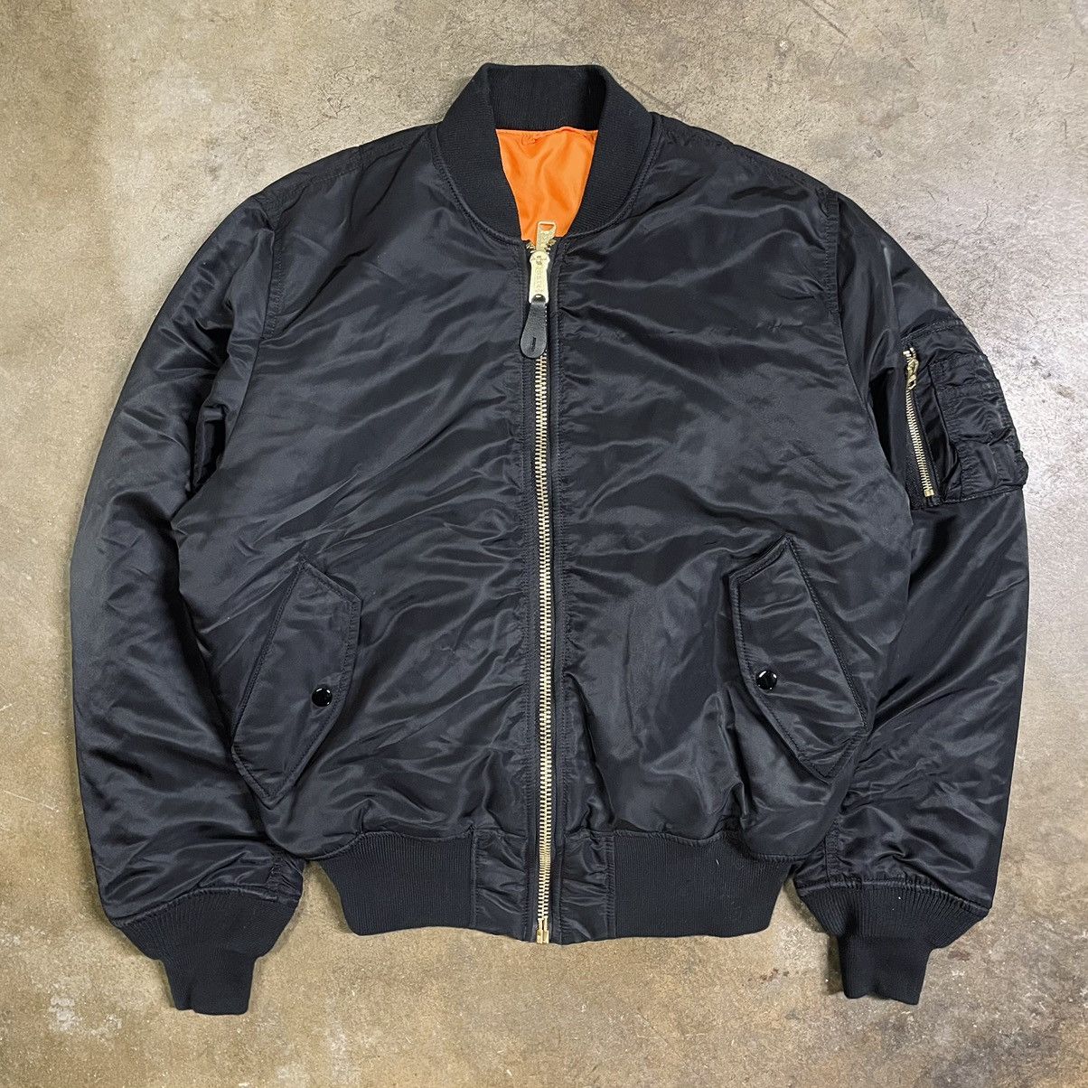 Alpha Industries × Streetwear × Vintage Vintage Alpha Industries MA-1 Black Bomber Jacket Travis ...