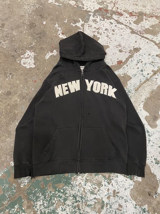 Vintage Vintage Faded Black New York Zip Up Hoodie Grailed