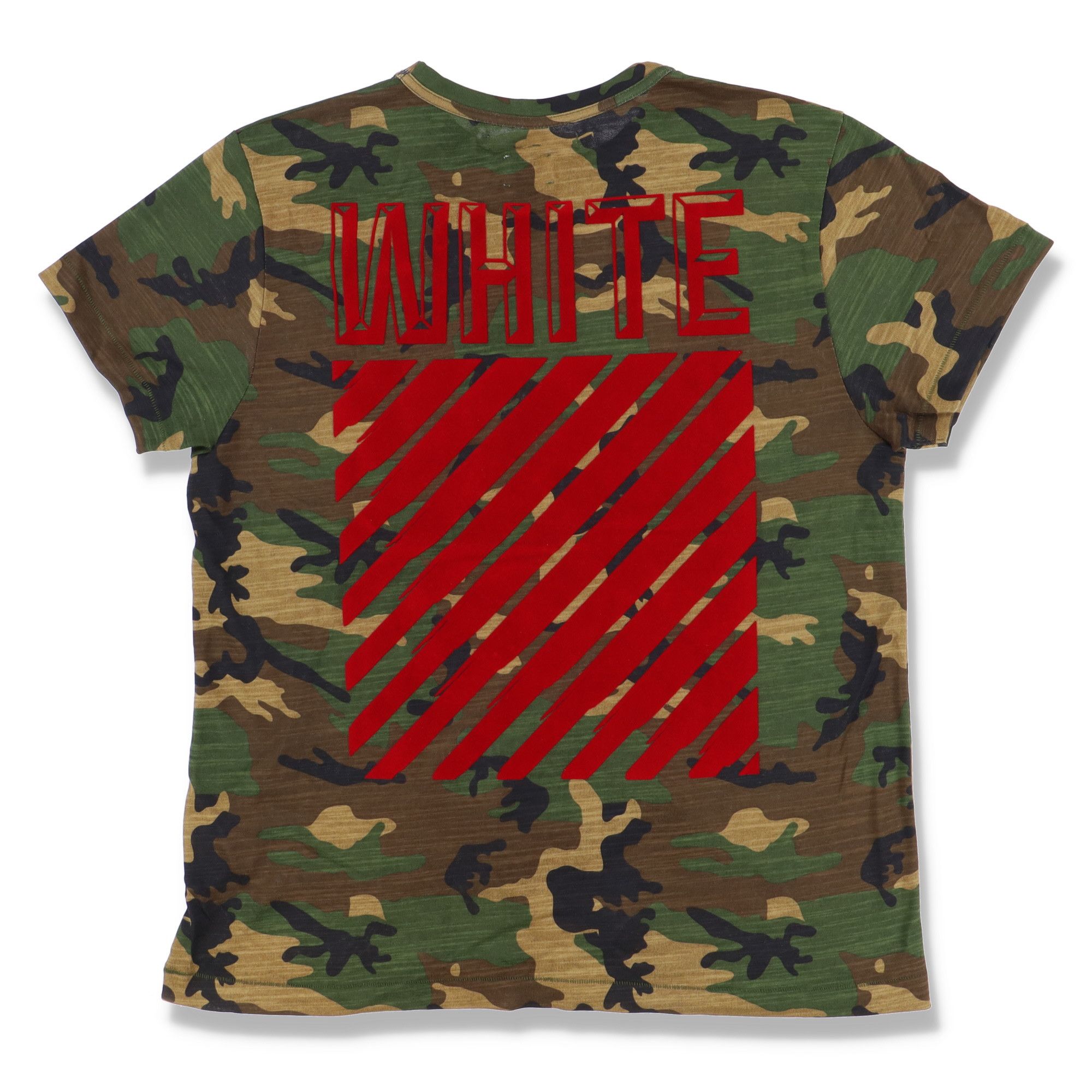 Off-White Camo Red Felt Diagonals Logo Oversized T-Shirt | Grailed