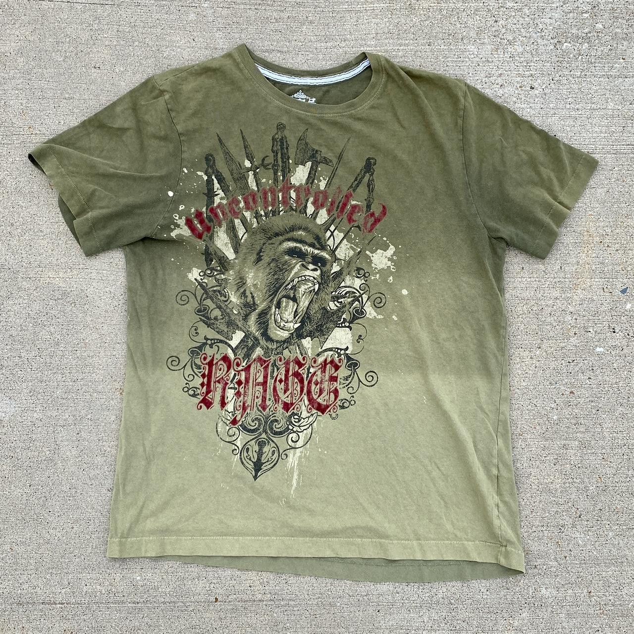 Route 66 × Vintage Uncontrolled Rage Y2K Green Ombre Gorilla Tee | Grailed