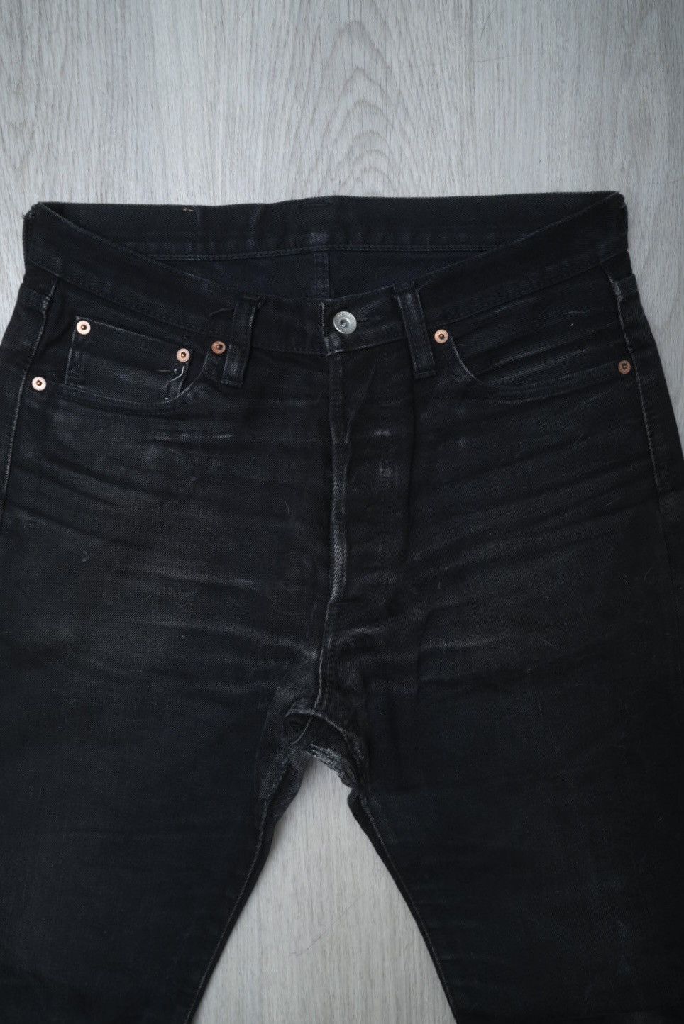 Iron Heart 888S-142BB - HIGH RISE TAPERED - 14OZ BLACK X BLACK | Grailed