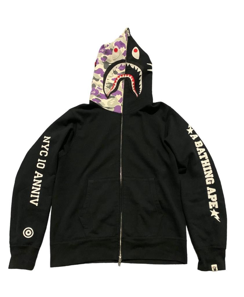 Bape Bape NYC 10th Anniversary Shark Full Zip Hoodie | Grailed