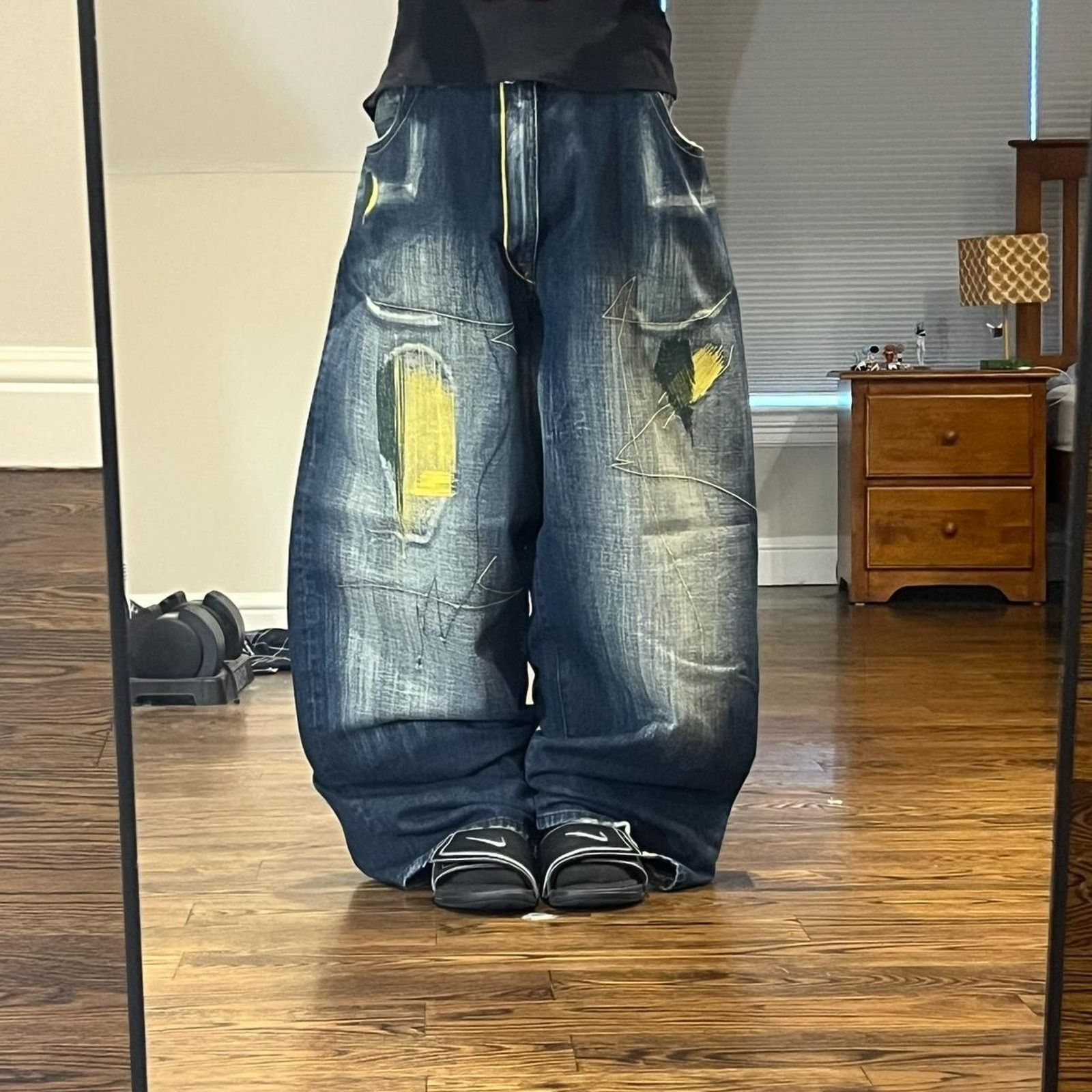 Akademiks vintage rare 2000s ultra baggy wide leg faded darkwash akade ...