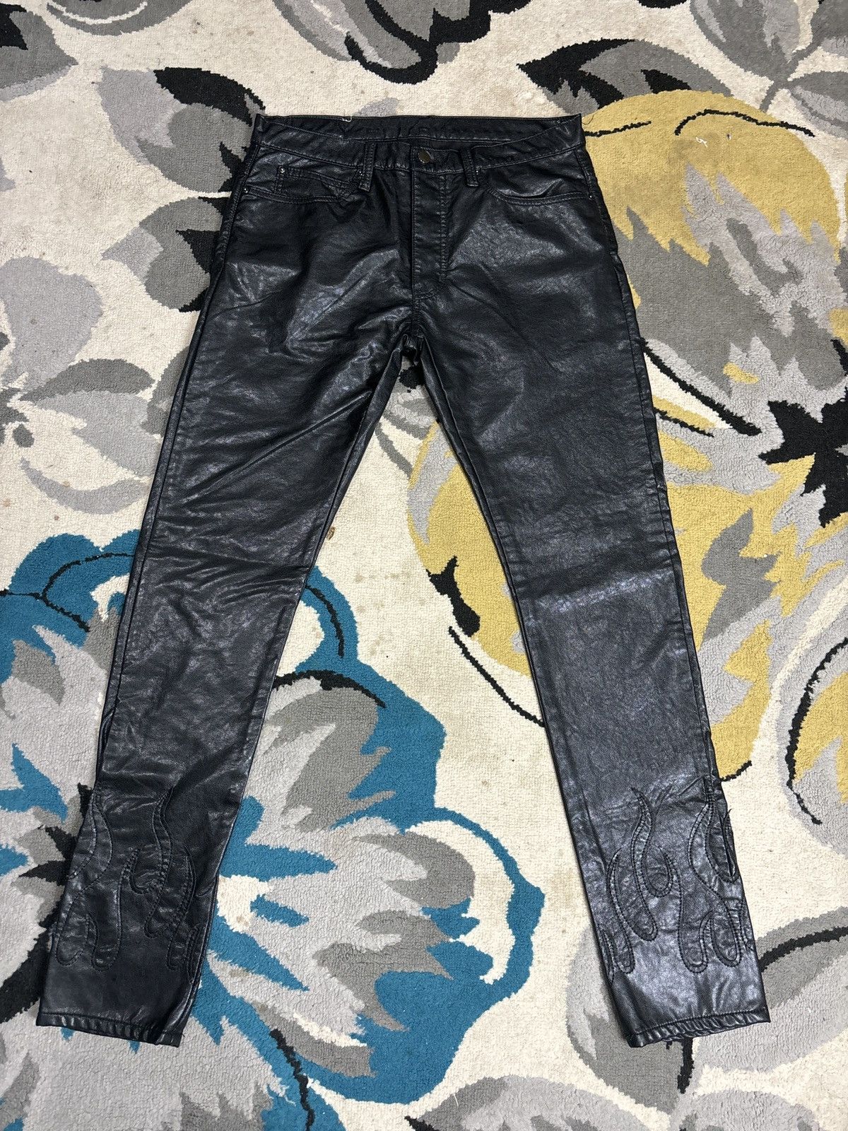 MNML Mnml flame leather denim | Grailed