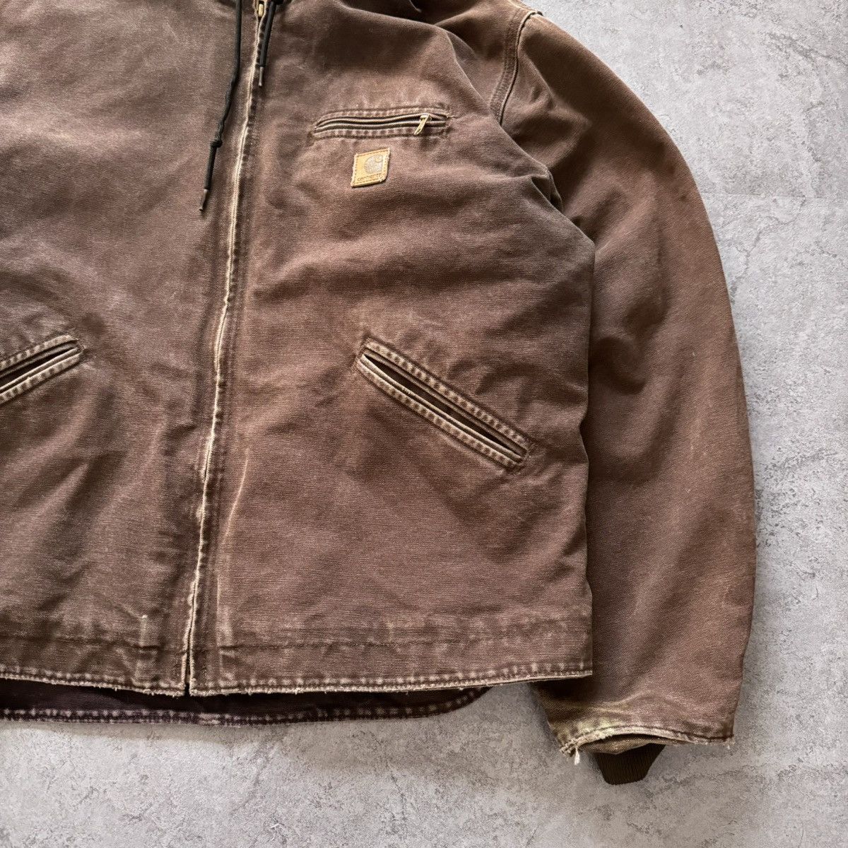 Vintage Faded distressed Carhartt Active Jacket Detroit Brown | Grailed