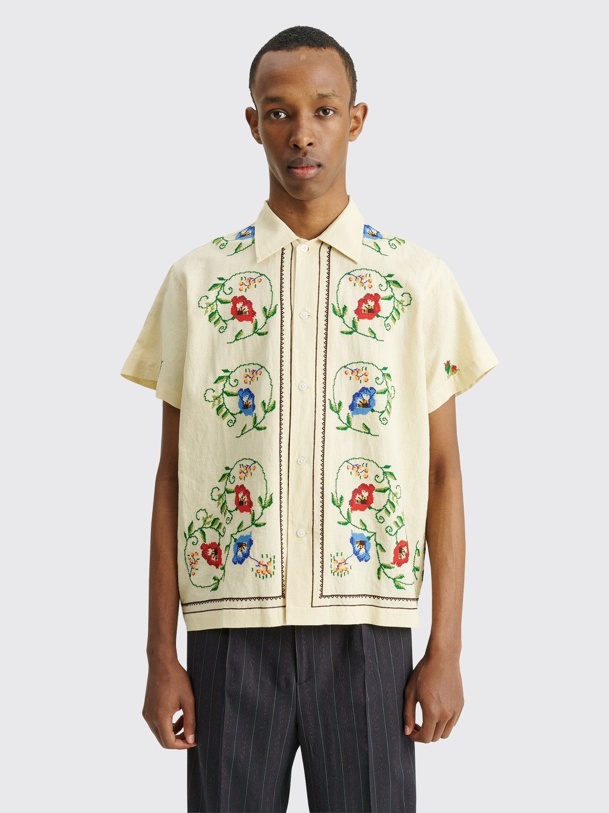 Bode Off-White Embroidered Morning Glory Shirt | Grailed