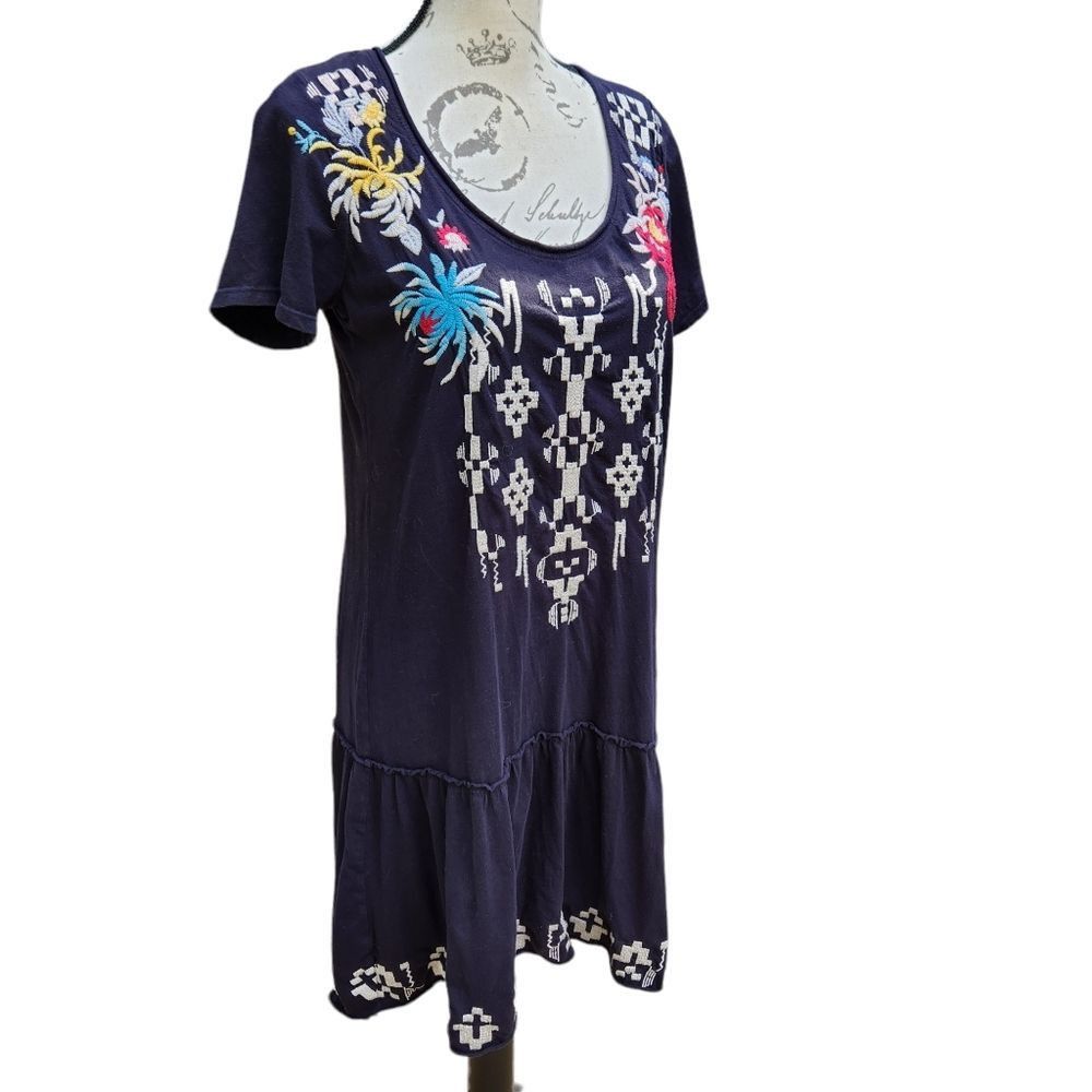 Johnny Was Johnny Was Embroidered Floral Scoop Neck Tiered Mini Dress S ...