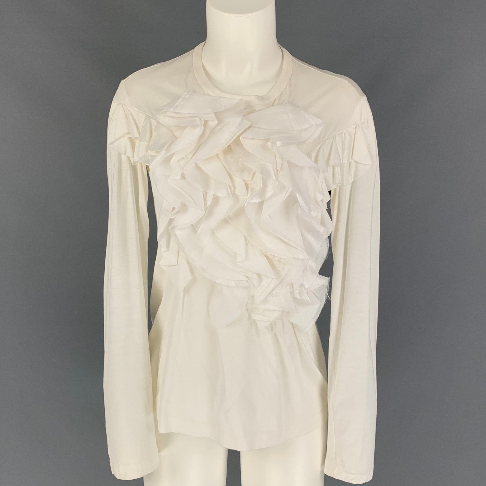 Junya Watanabe White Applique Long leeve Blouse | Grailed