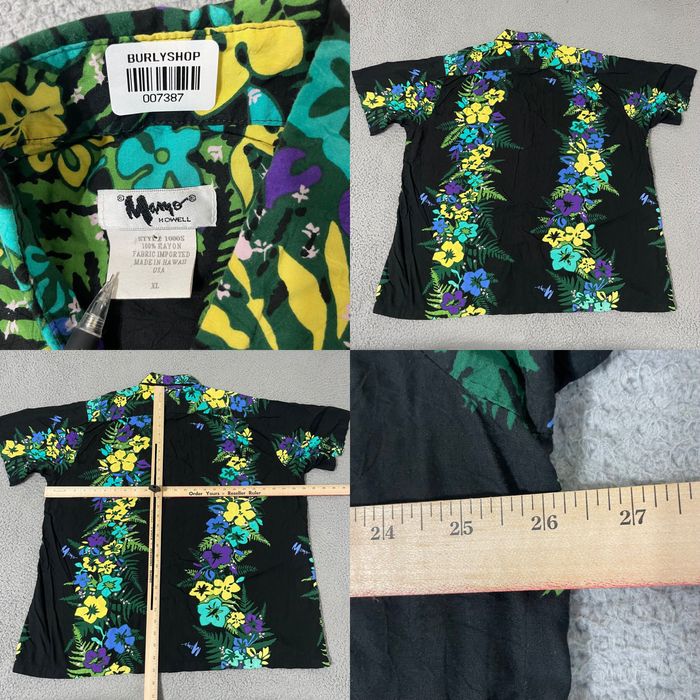 Alohas Mamo Howell Hawaiian Shirt Mens Extra Large Black Rayon Viscose ...