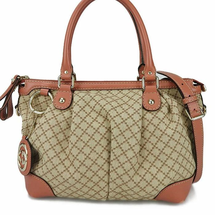 Gucci GUCCI 2WAY Tote Bag Shoulder 247902 Diamante Sookie Leather Beige ...