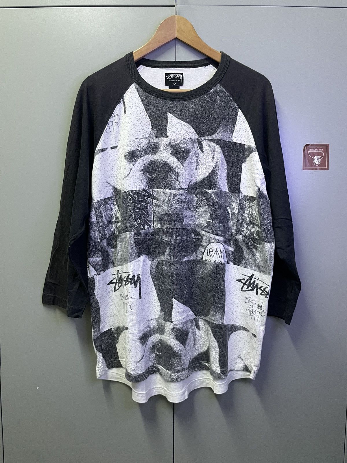 Vintage Vintage Stussy Dog Full Print Raglan | Grailed