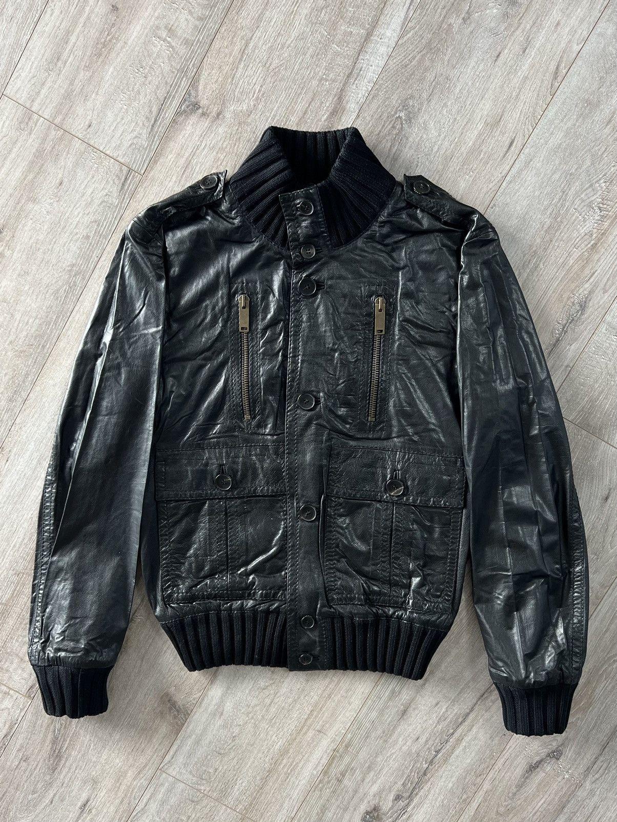 Gucci GUCCI Jacket Leather Bomber Slim MADONNA RONALDO Multipocket ...