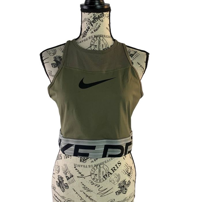 Nike Nike Pro Sports Bra Army Green Large Activewear Workout | Grailed