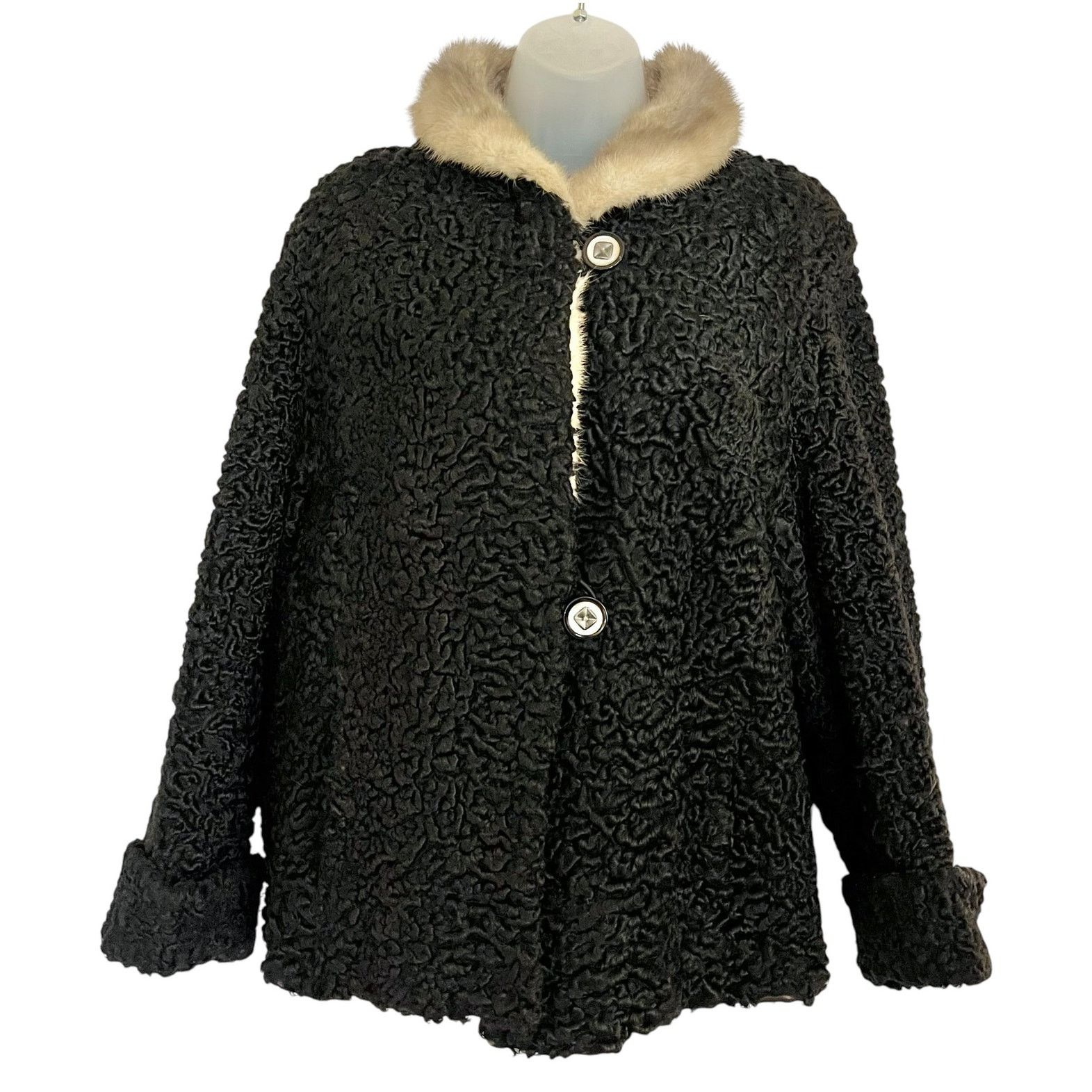 Vintage Vintage Persian Lamb Karakul Mink Collar Swing Coat | Grailed