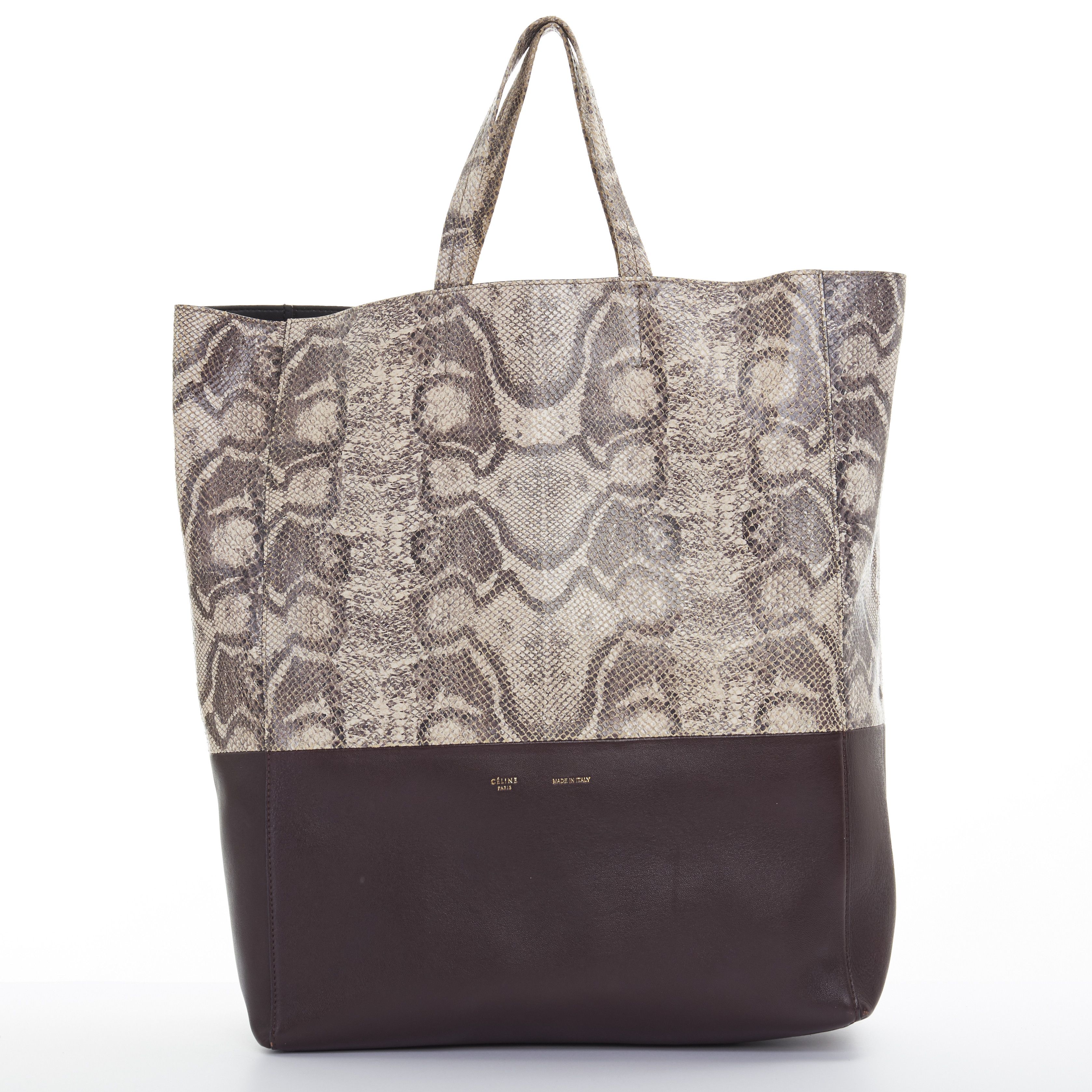 Celine OLD CELINE Phoebe Philo brown scaled burgundy leather bi colour ...