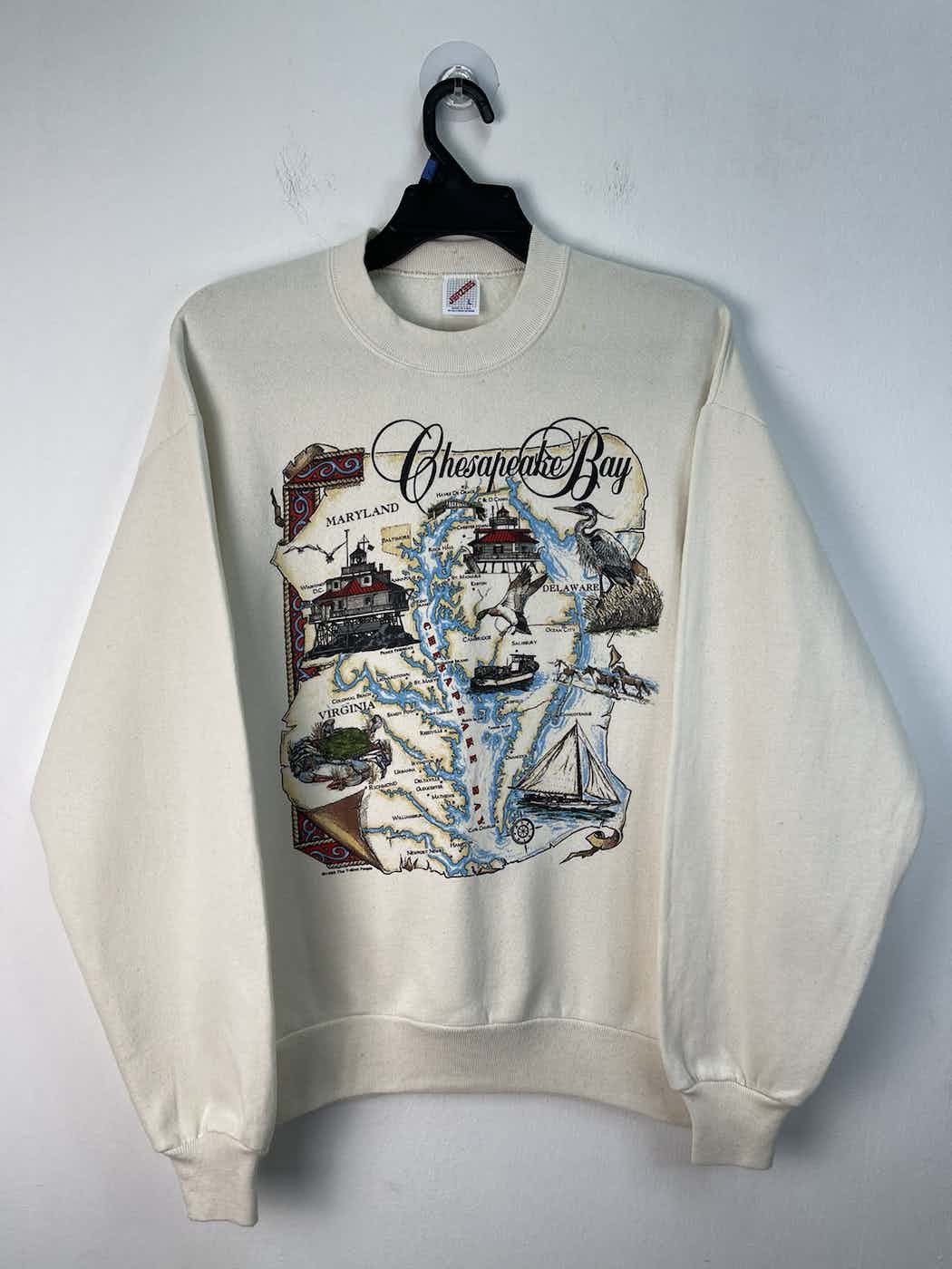 Vintage 🔥Vintage 90’s Chesapeake Bay Big Map Sweatshirt | Grailed