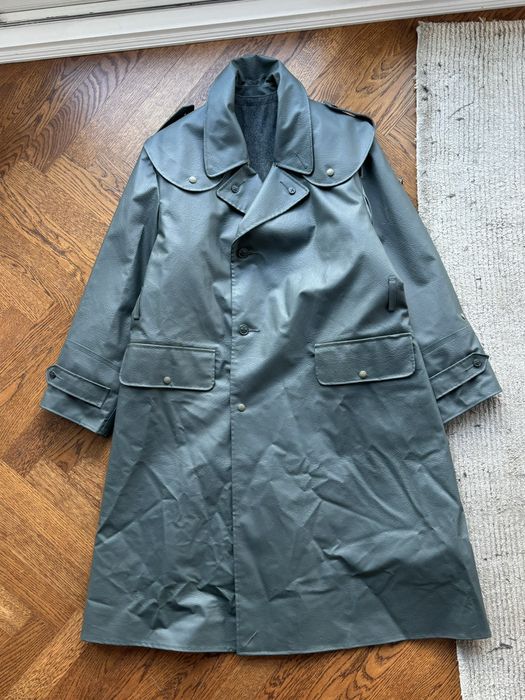 Vintage Vintage Swiss Army Rubber Rain Overcoat Trench Pea Long PVC ...