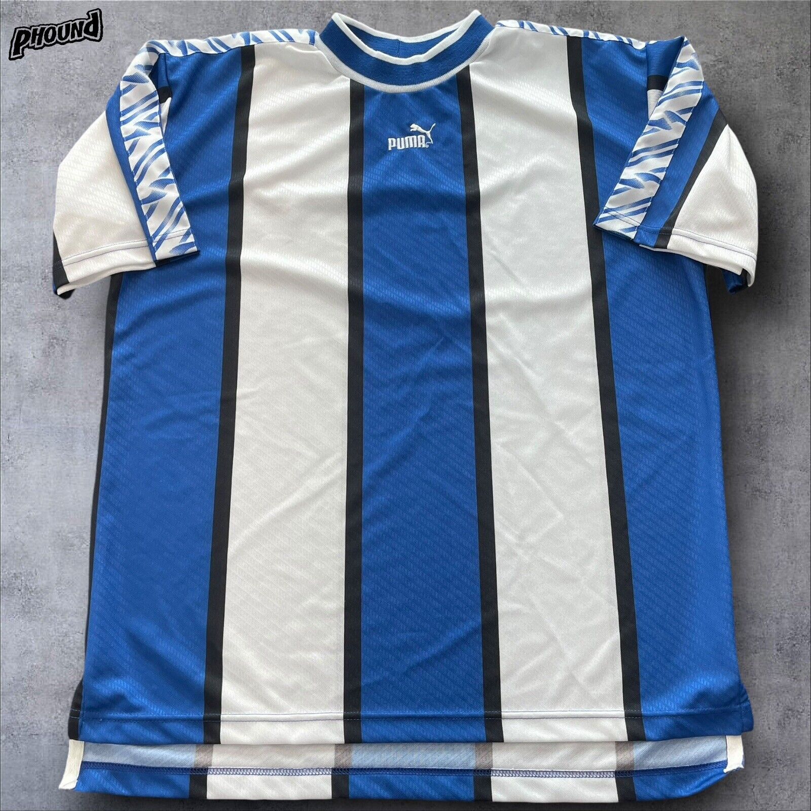 Puma Vtg 90s Puma Mens Soccer Jersey Football Kit Blue Striped XL | Grailed