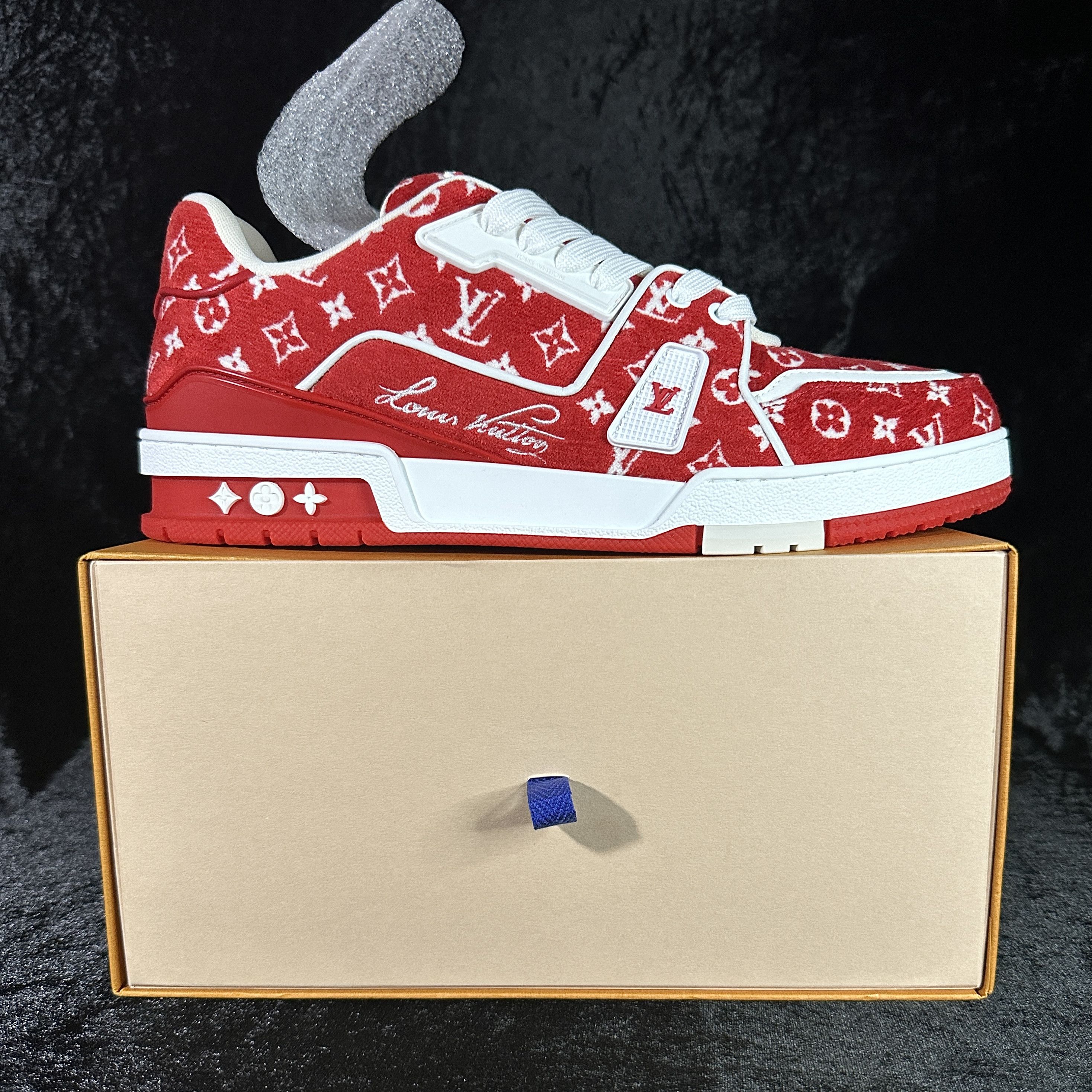 Louis Vuitton LOUIS VUITTON TRAINER Red Monogram Textile | Grailed