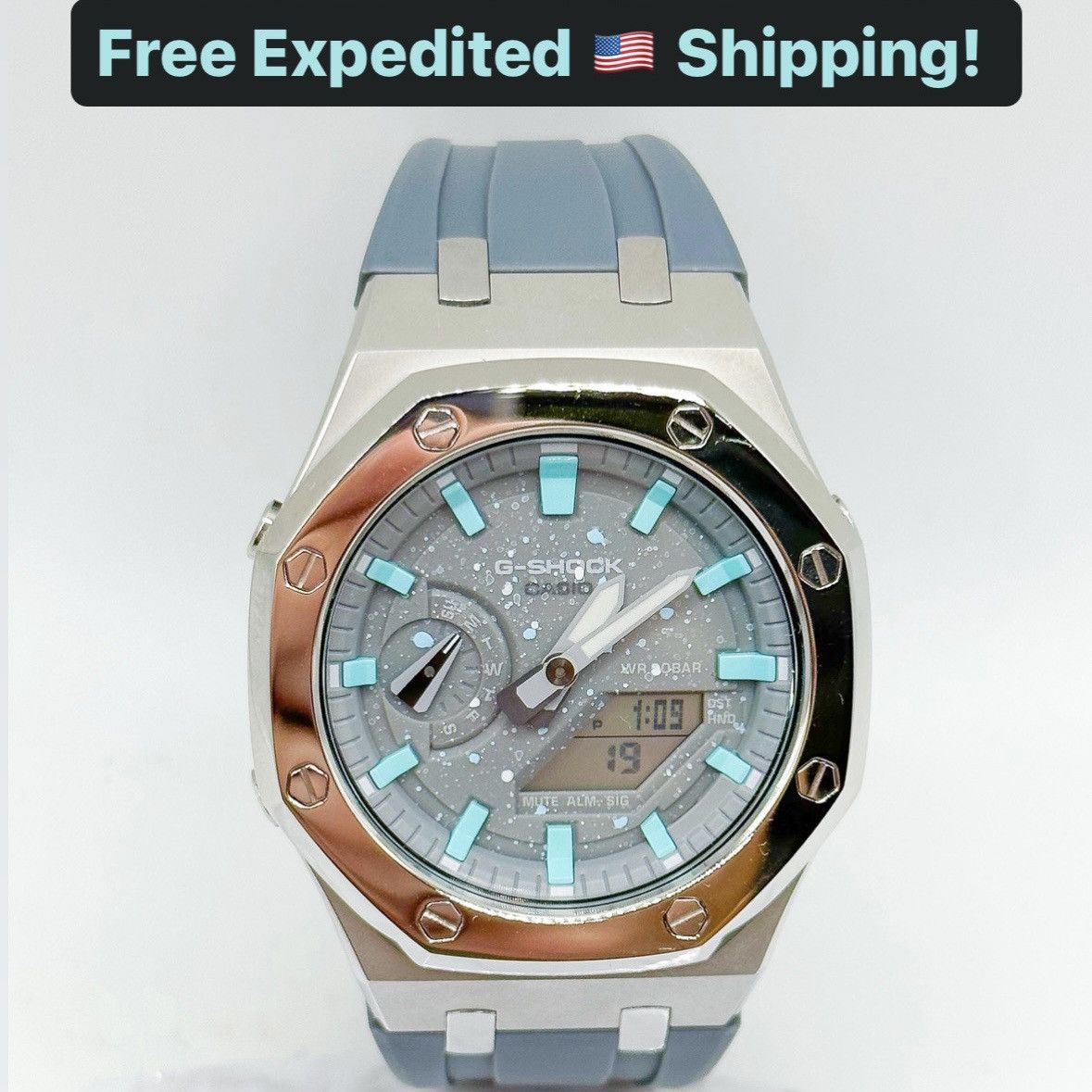 G Shock Tiffany Blue Splatter Casioak Custom G SHOCK Watch Mod | Grailed