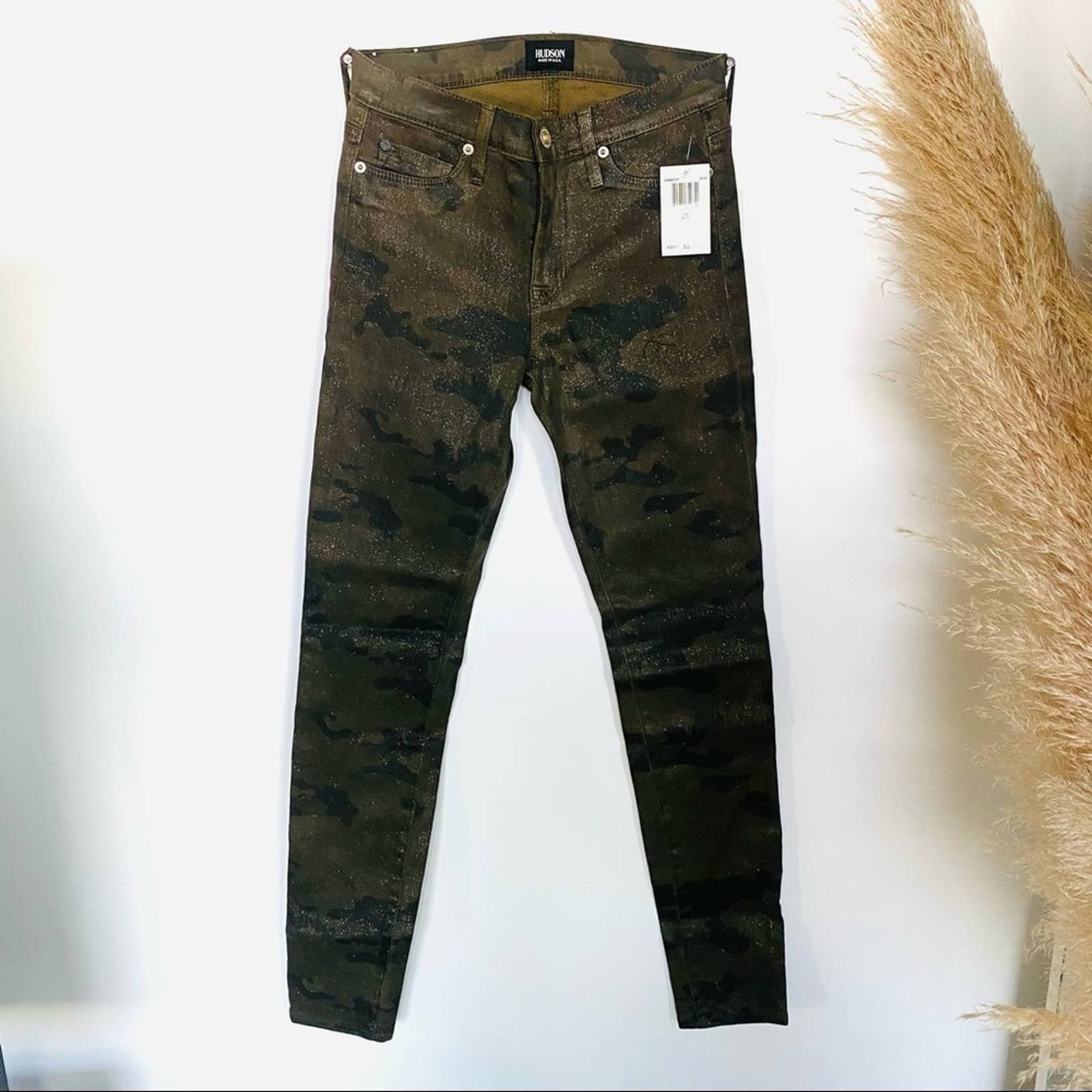 Hudson NEW HUDSON Olive Sparkle Camo Nico Mid Skinny Denim Jeans | Grailed