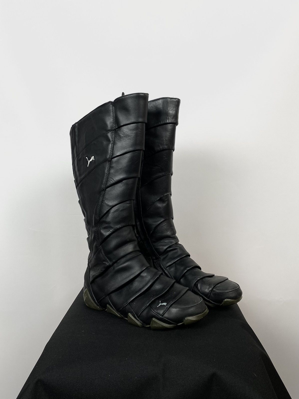 Puma × Streetwear × Vintage Puma Vintage Y2K Black Leather Moto Samurai ...