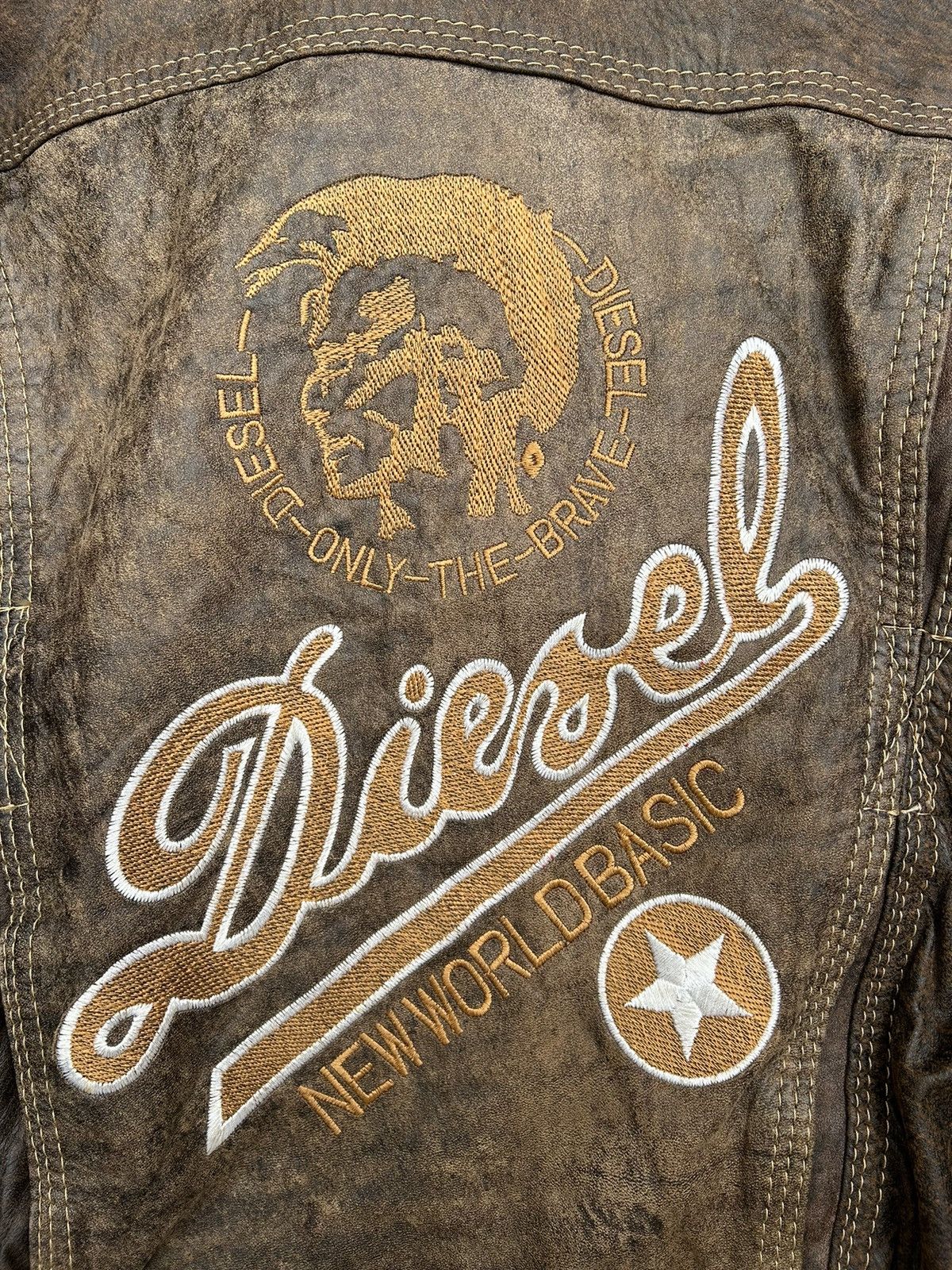 Diesel Vintage Diesel leather jacket bomber Big logo Japan Style | Grailed
