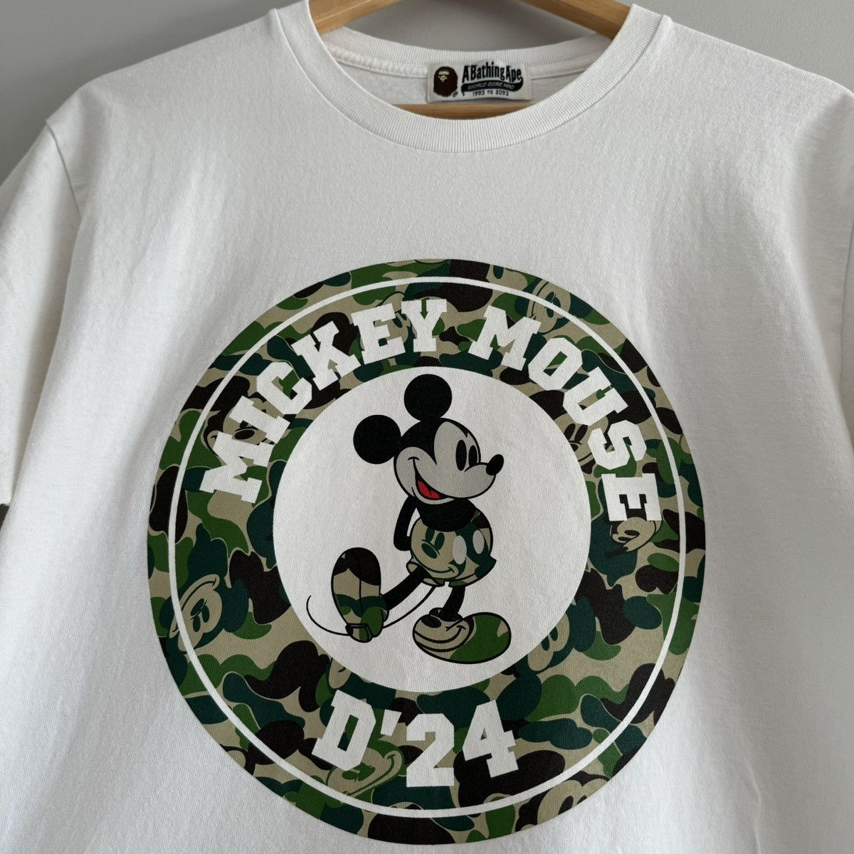 Bape × Disney Bape x Disney D24 Mickey Mouse Green ABC Camo Tee | Grailed