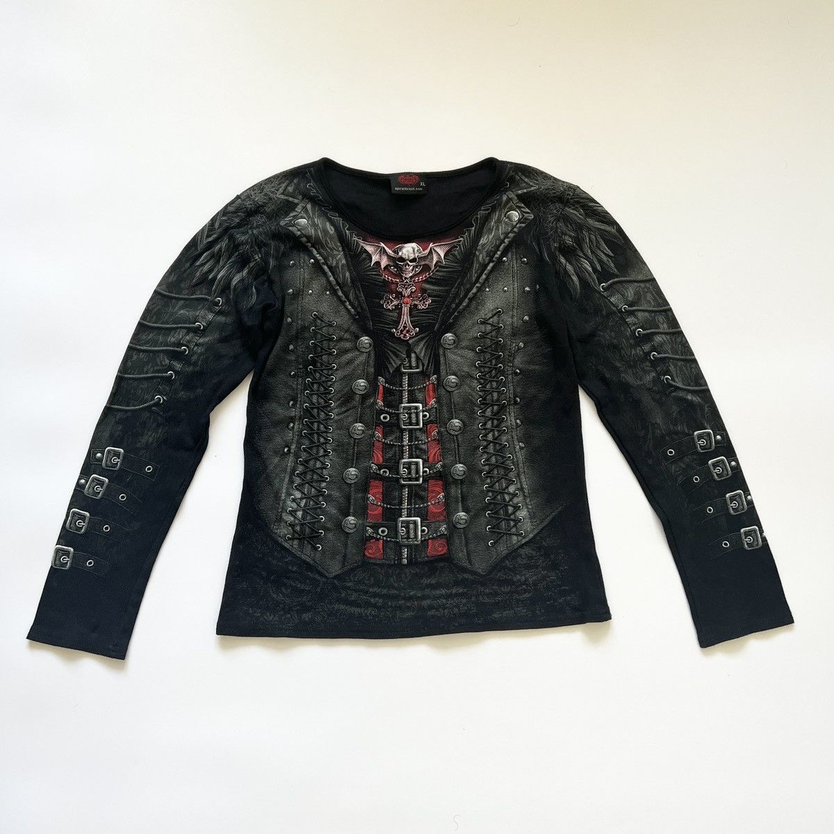 Vintage Y2K Spiral 3D Print Long sleeve goth vampire grunge alt 00s ...