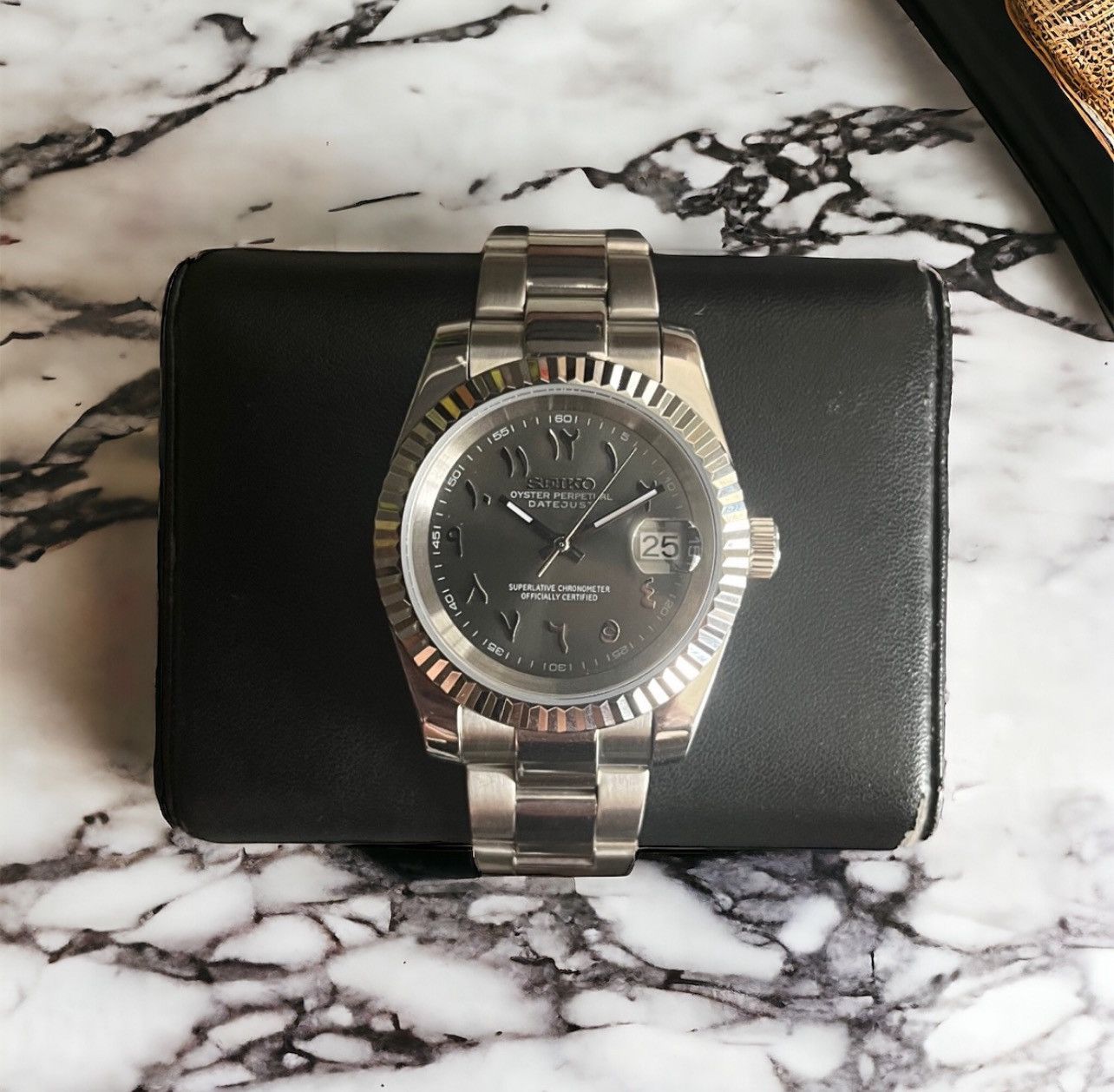 Seiko Seiko Datejust Grey Arabic Dial Steel Automatic Watch 39mm | Grailed