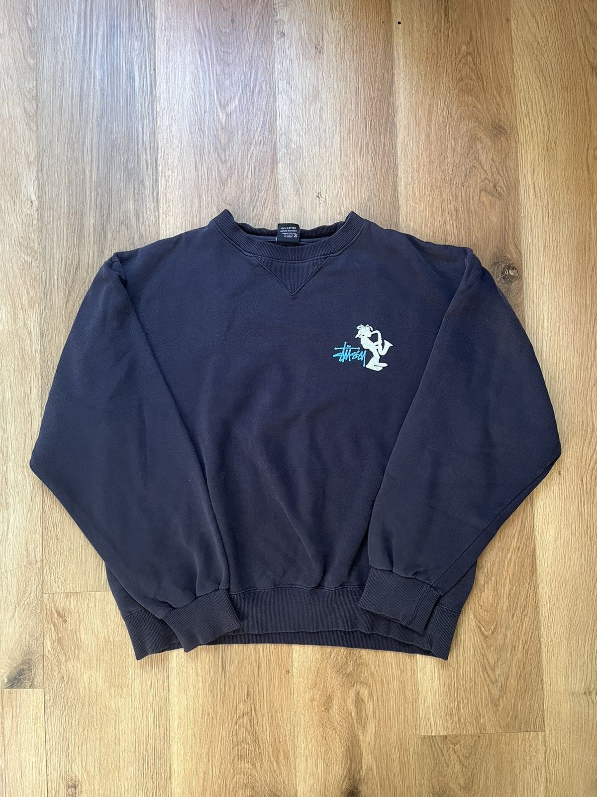 Stussy × Vintage Vintage 90s Stickman Trumpet crewneck | Grailed