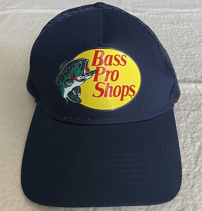 Bass Pro Shops Bass Pro Shops Navy Blue Hat Trucker Mesh Snapback Hat ...