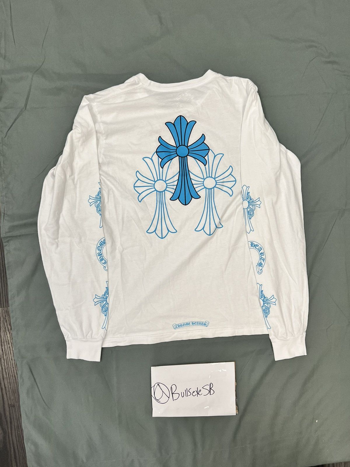 Chrome Hearts Chrome Hearts White Blue Triple Cross Longsleeve | Grailed