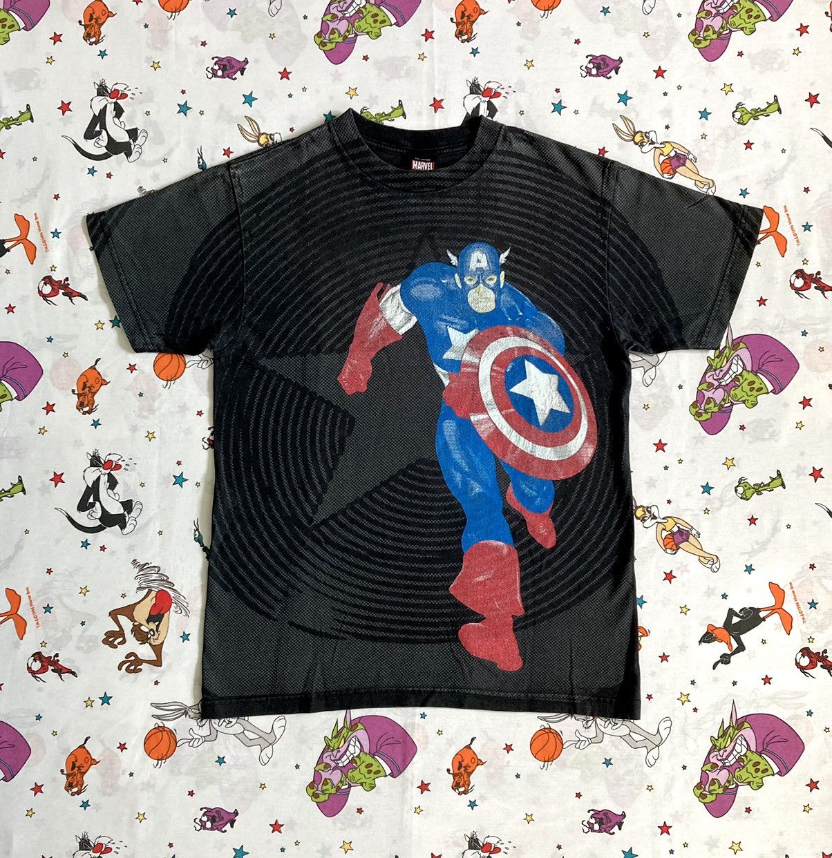 Vintage Y2K Mad Engine Marvel Big Graphic Captain America Tee | Grailed