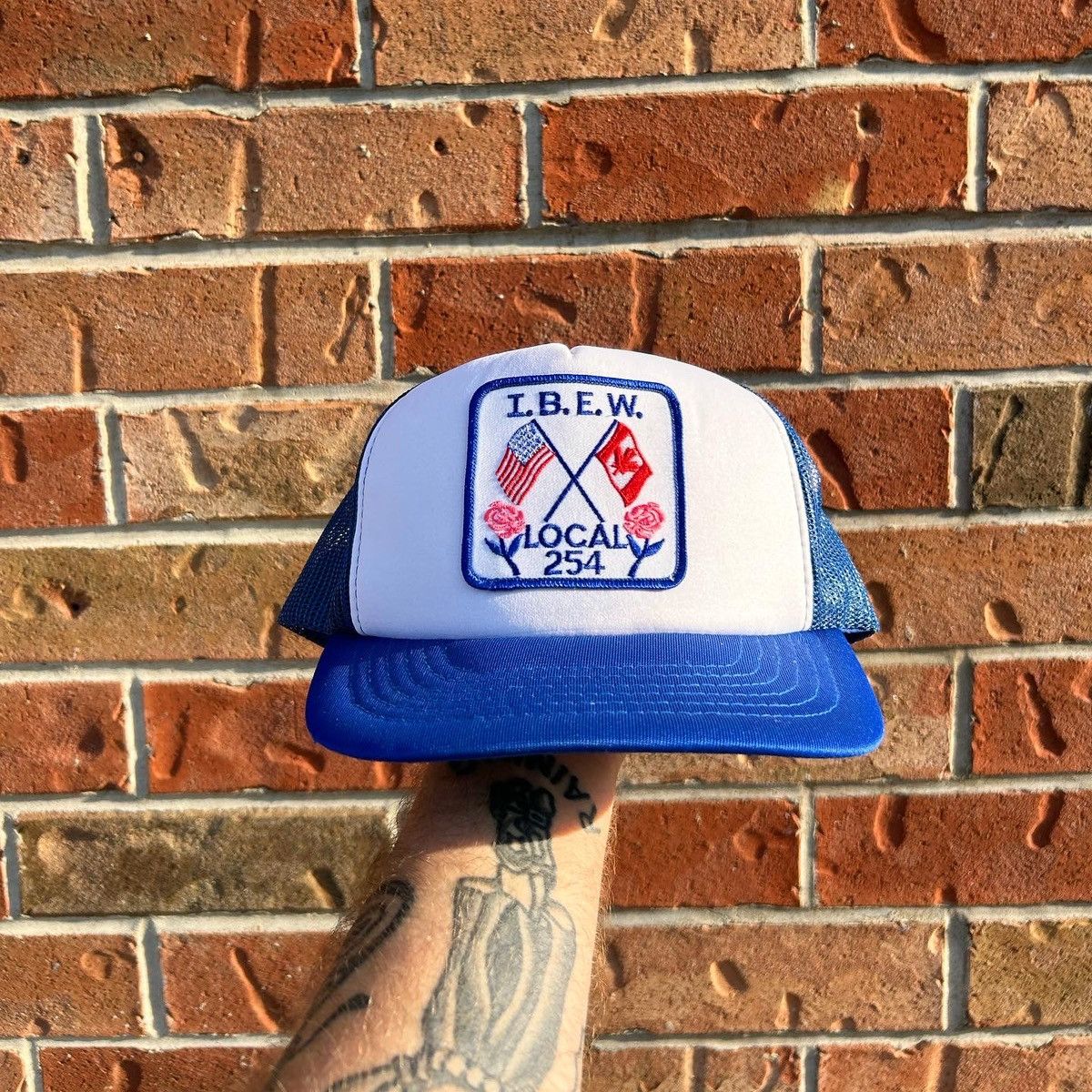 Vintage IBEW Local 254 Union vintage rose mesh trucker snapback hat ...