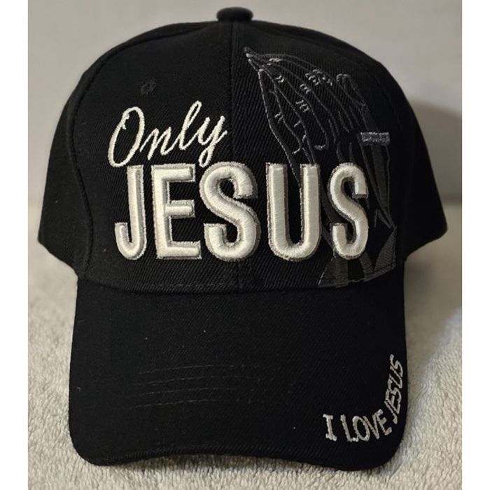 Vintage ONLY JESUS PRAYING HANDS CROSS I LOVE JESUS BASEBALL CAP ...