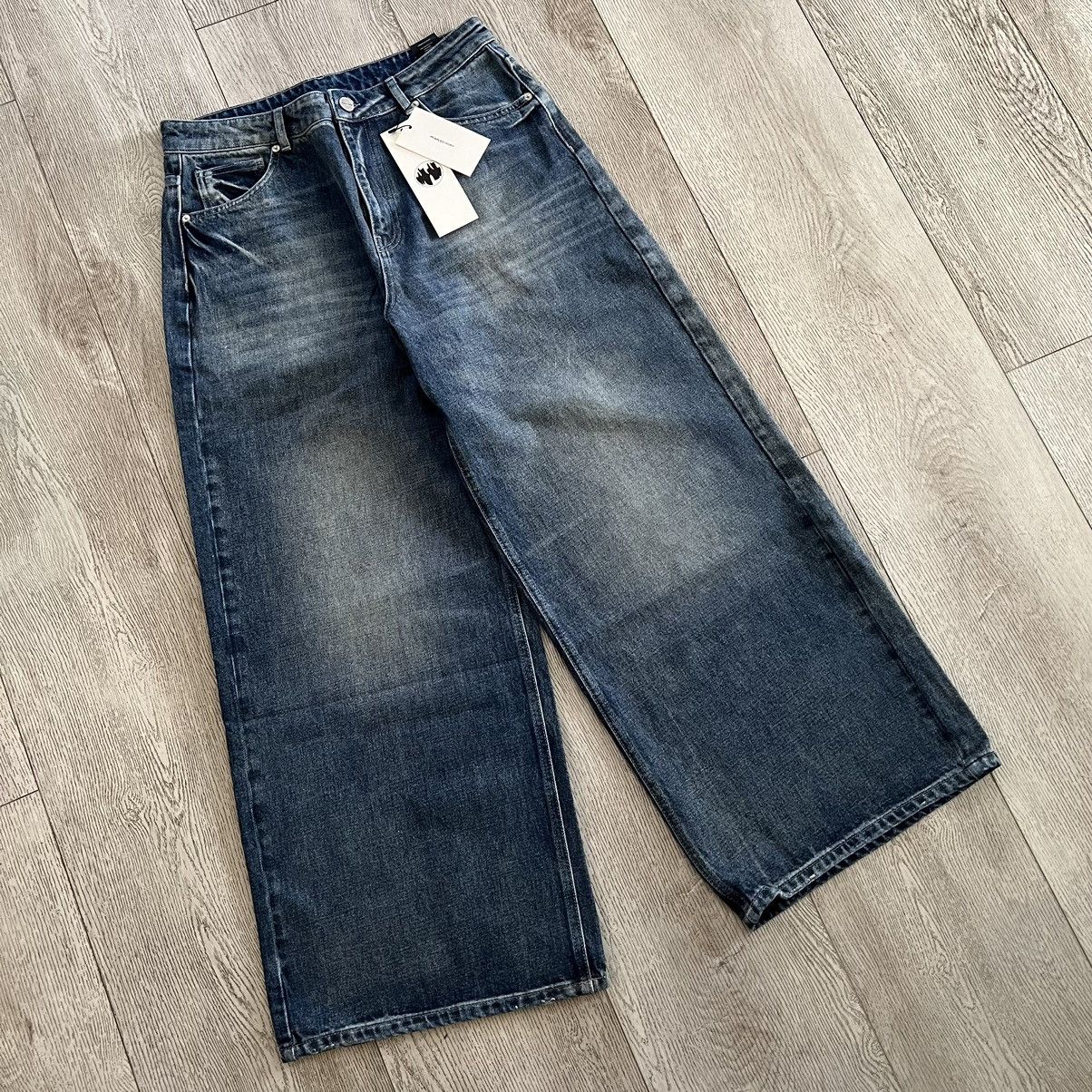 Designer Pearled Ivory Washed Indigo Denim | Grailed