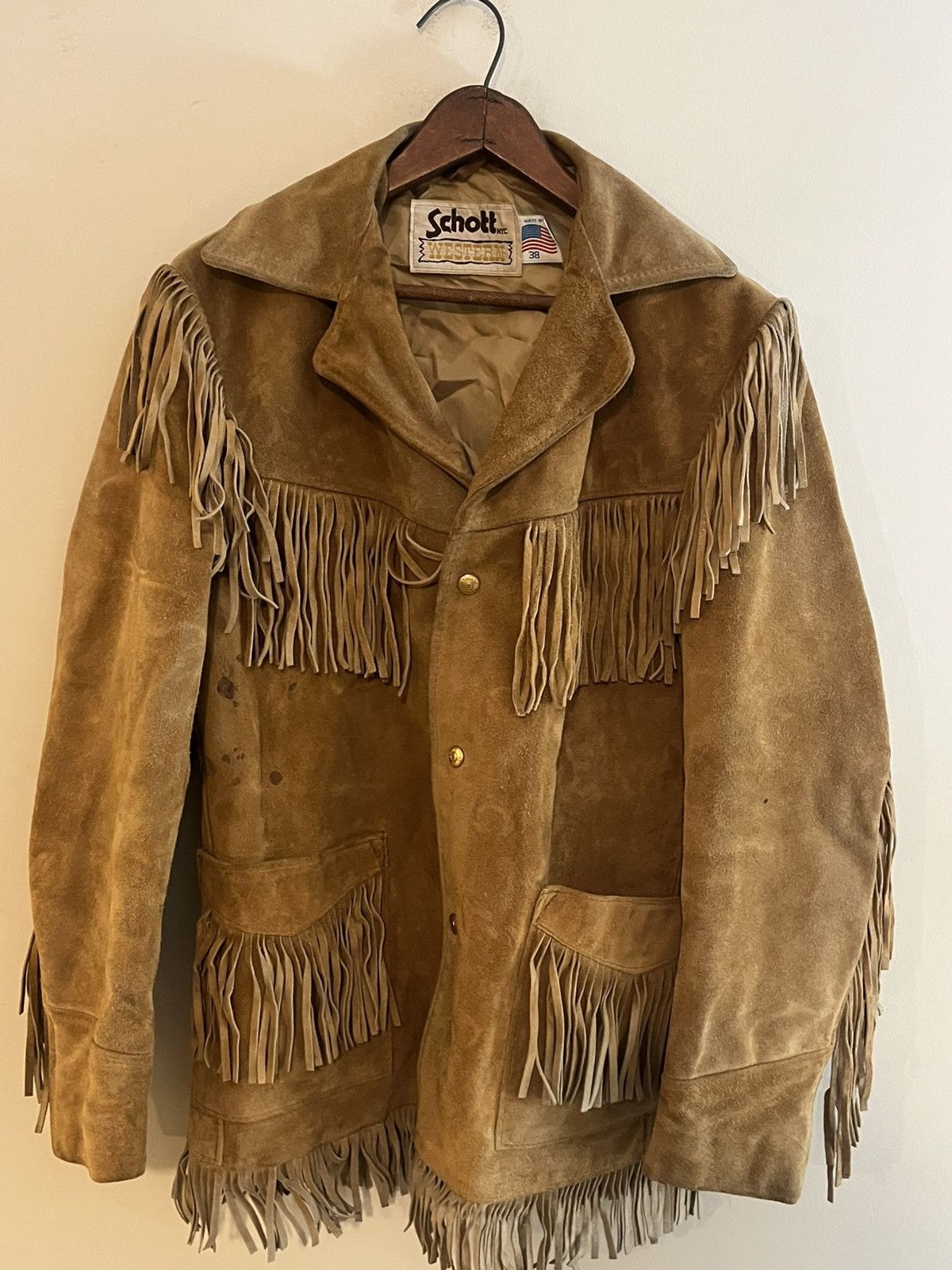 Archival Clothing × Schott × Vintage vintage schott western rancher fringe suede leather jacket ...