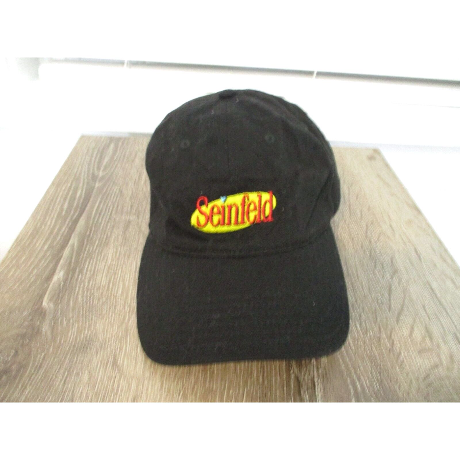 Vintage Seinfeld Hat Cap Mens Strap Back Black Logo Lightweight Dad TV ...