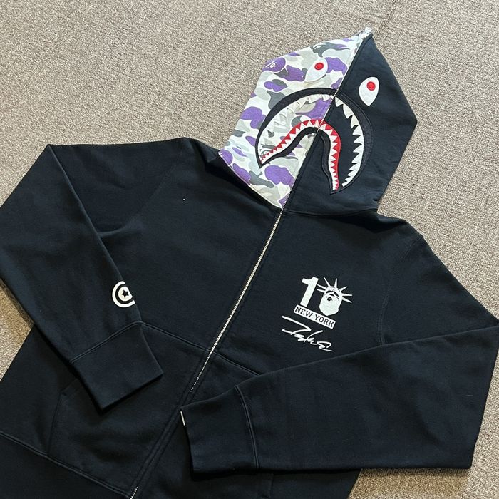 Bape Bape New York 10th Anniversary Futura Shark Full Zip Hoodie | Grailed