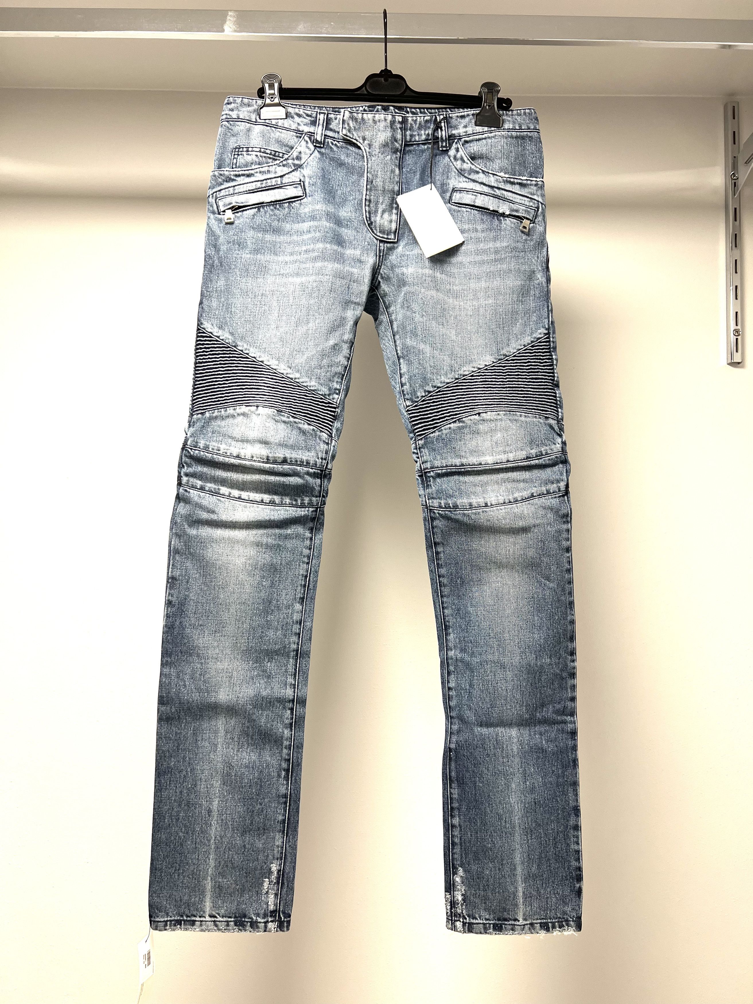Balmain NWT, BALMAIN SS15 MENS BLUE DENIM BIKER JEANS | Grailed