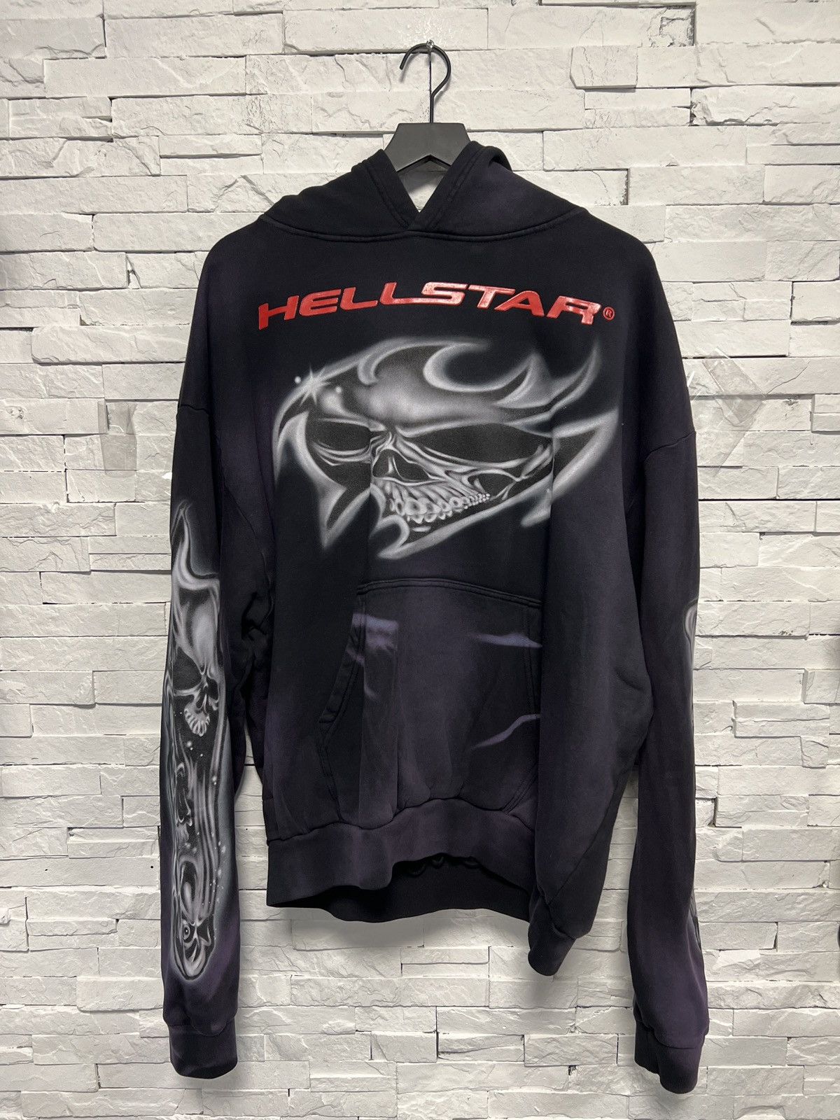 HELLSTAR Hellstar Airbrushed Skull Black Hoodie | Grailed