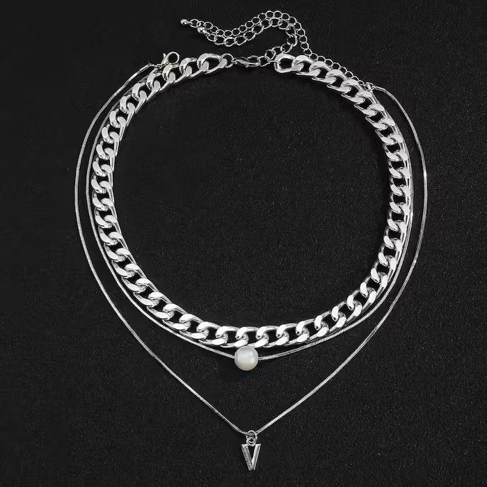 Cuban Link Chain Silver Color 3 Layer Chain Necklace | Grailed