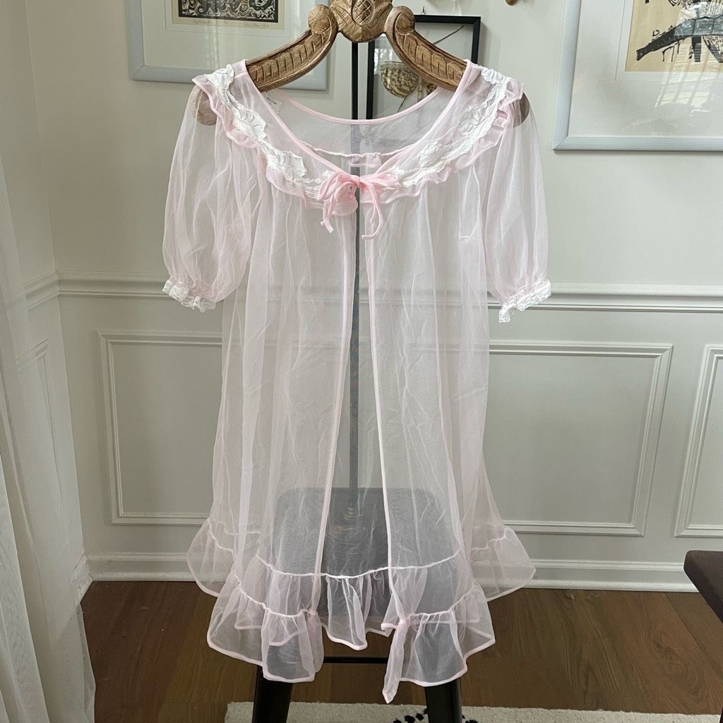 Vintage Vintage 70s Spotlight Intimates Pink Nylon Topper Negligee H ...