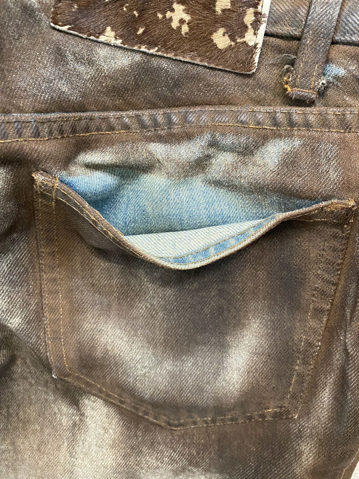 Shellac Shellac - Rust Coated Flare Jeans | Grailed