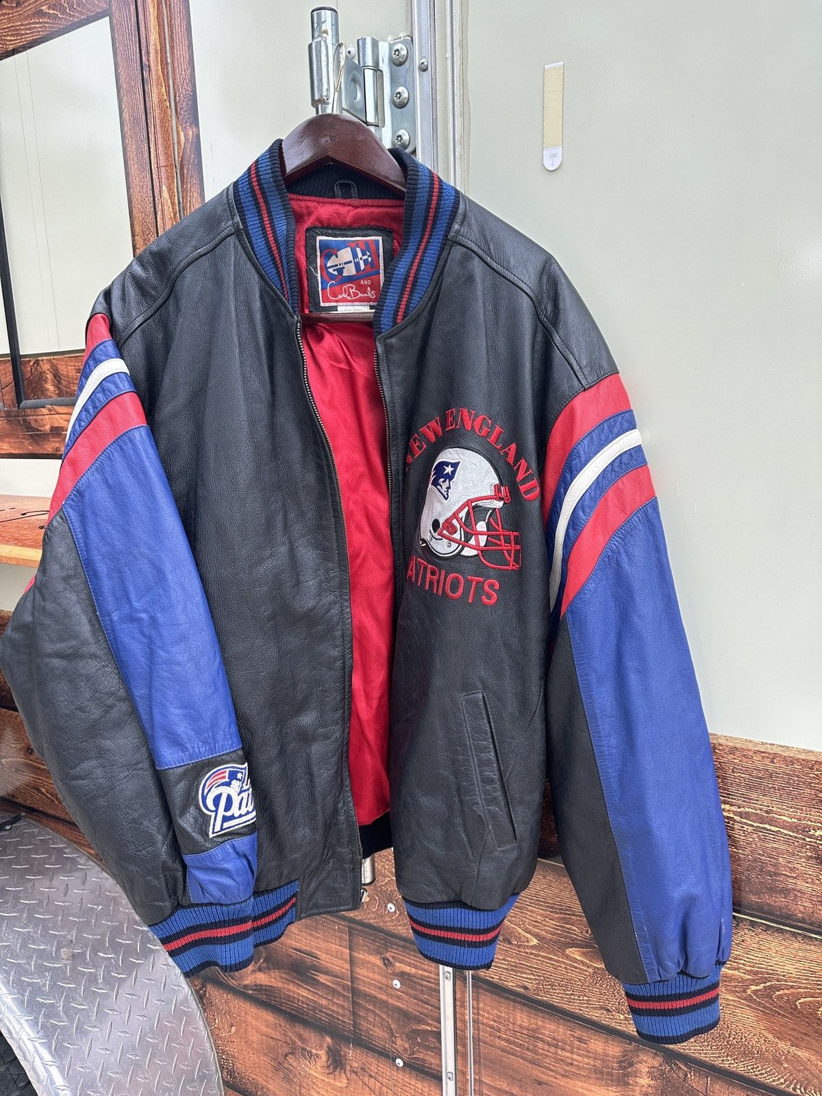 Vintage 90s patriots vintage leather jacket | Grailed