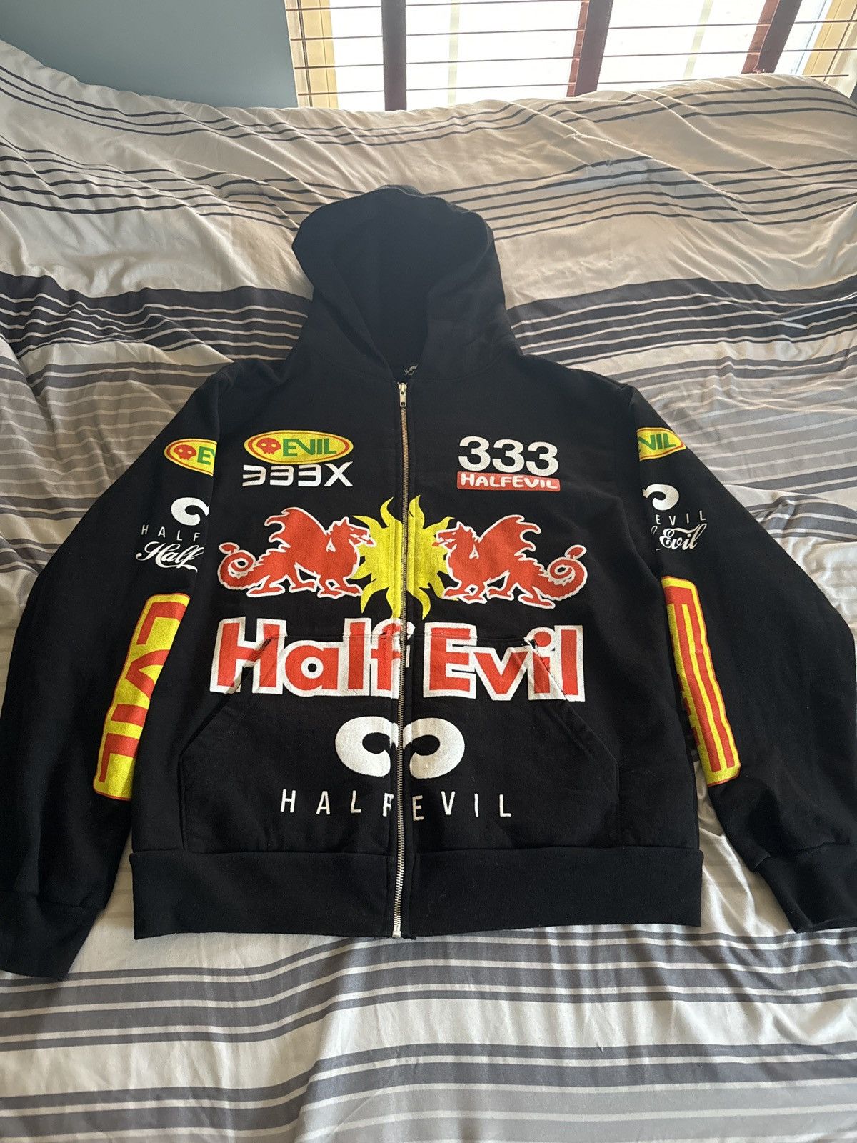 Half Evil Half Evil Racer Zip Up Hoodie *Rare* | Grailed