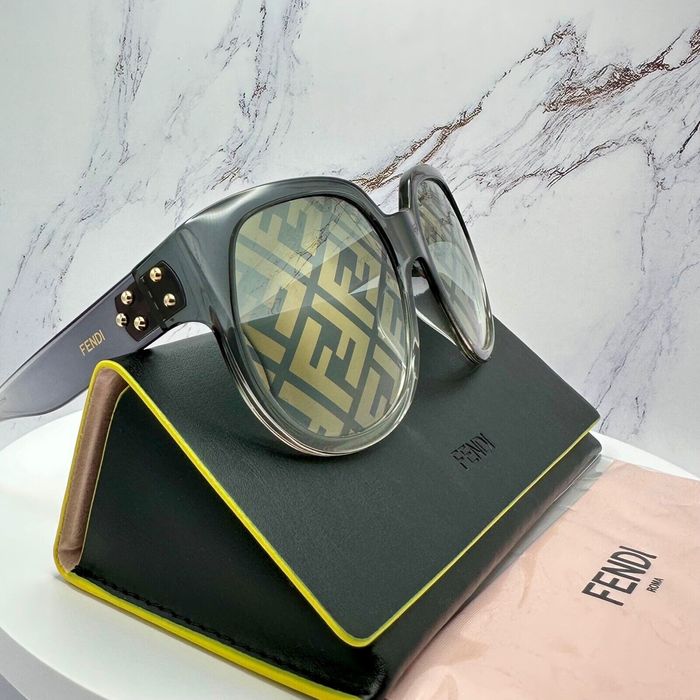 Fendi Fendi Sunglasses Black Clear Transparent Gold Logo Mirrored | Grailed